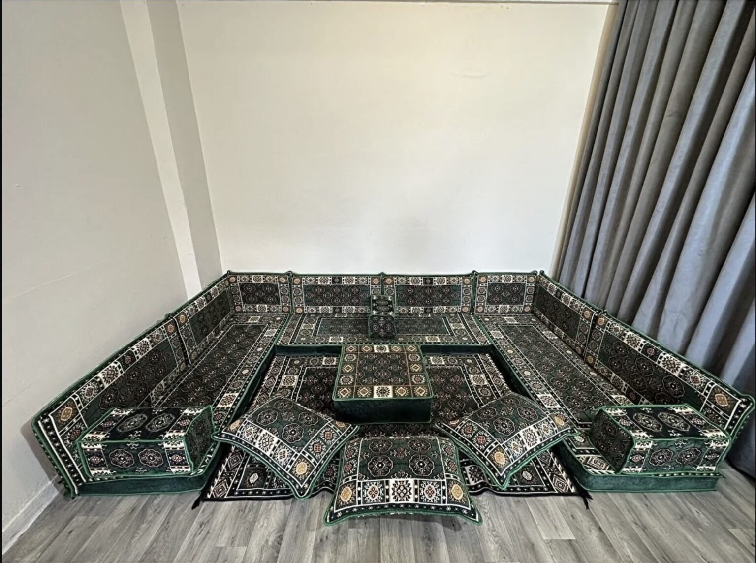 U Shaped Majlis Sofa Floor Seating Set – Green – Istanbul Furniture And ...